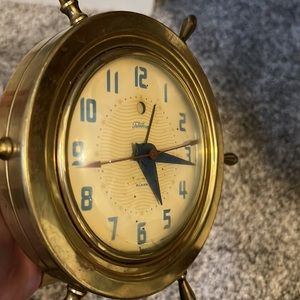 Telechron | Accents | Telechron Brass Ship Wheel Electric Alarm Clock ...